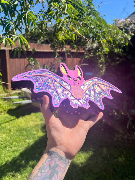 Dichroic glass mosaic Bat – Aurafy