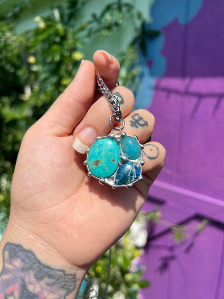 Rainbow Crystal Collage; Light Blue gem Amulet – Aurafy